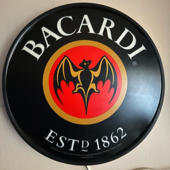 Other | Vintage Bacardi Rum Lighted Sign Est 1862 Man Cave | Poshmark